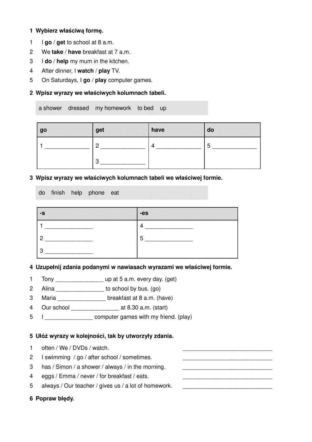 Present Simple online exercise for Grade 4 | Live Worksheets