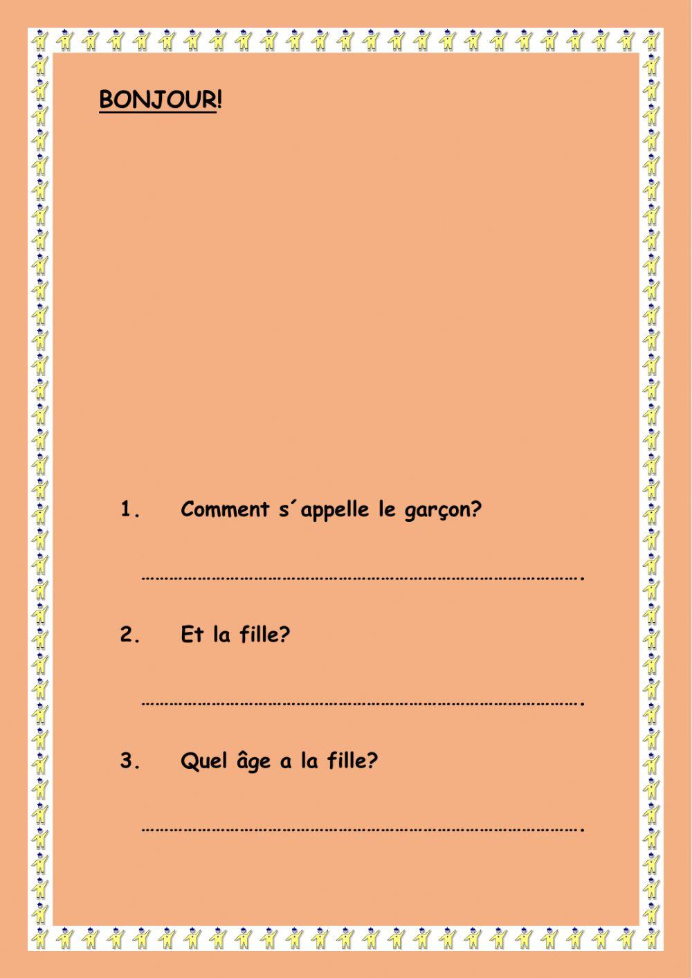 Bonjour | Free Interactive Worksheets | 251792