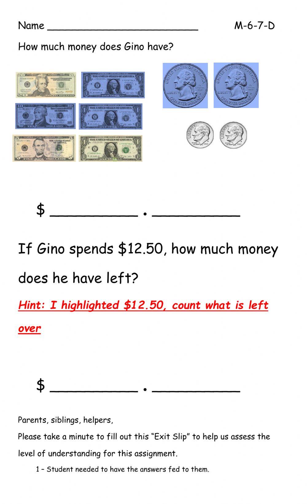 Money | dceriel | Live Worksheets