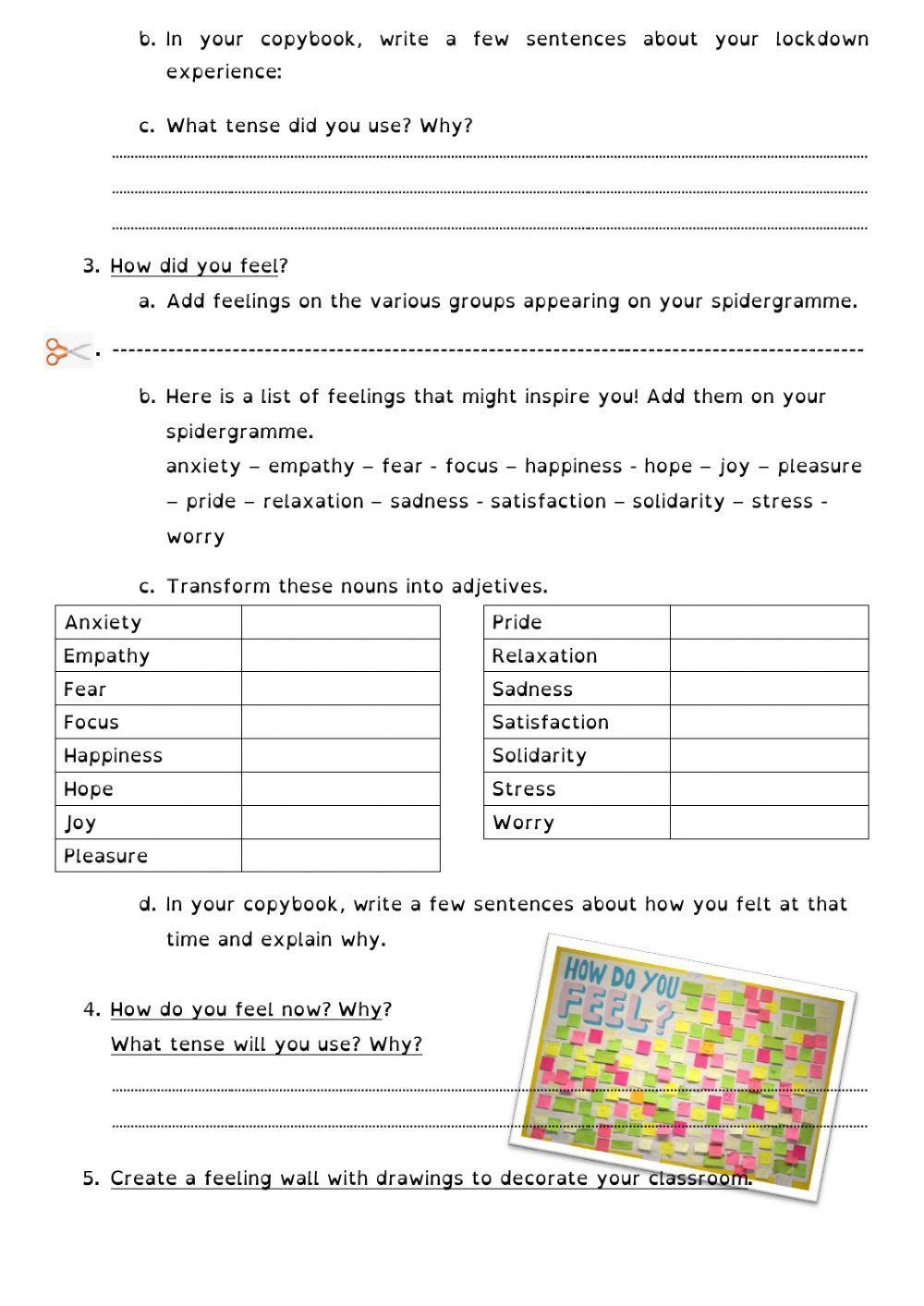 My lock-down experience worksheet | Live Worksheets