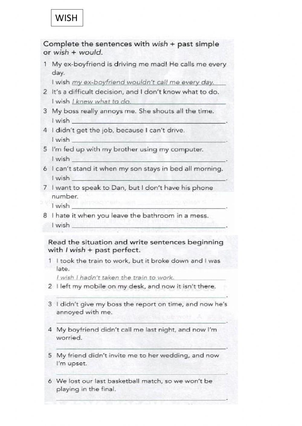 Wish | Free Interactive Worksheets | 290453