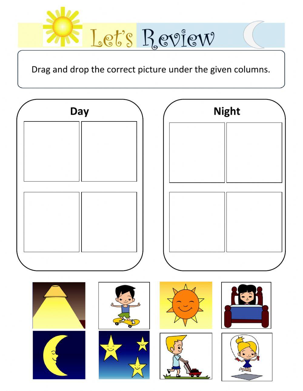 Daytime And Nighttime Worksheets