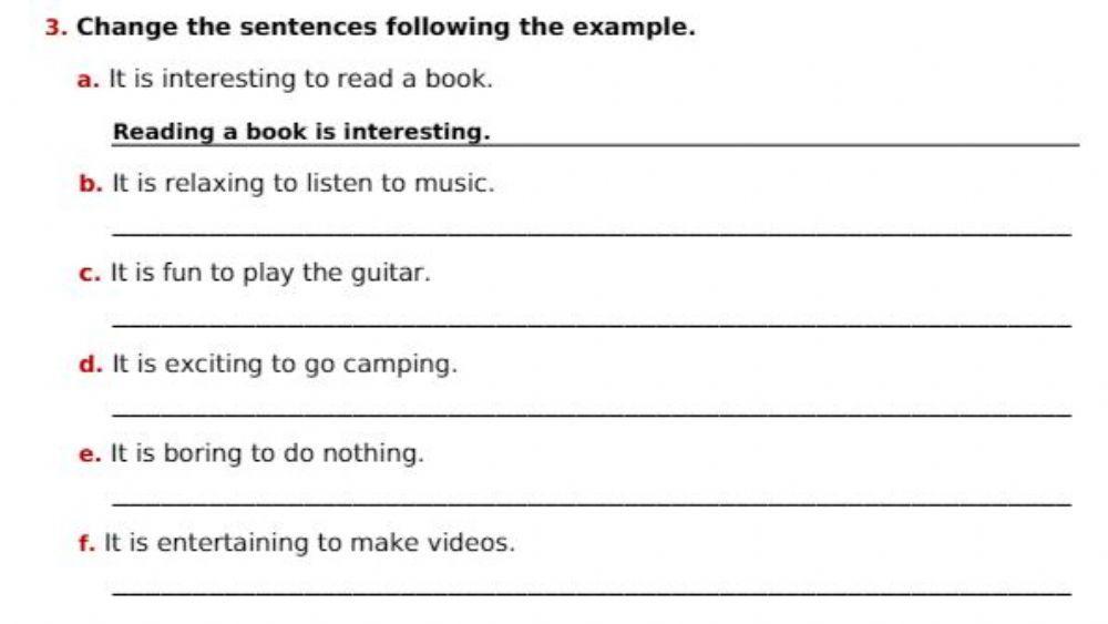 Gerund as Subje… | Free Interactive Worksheets | 291367