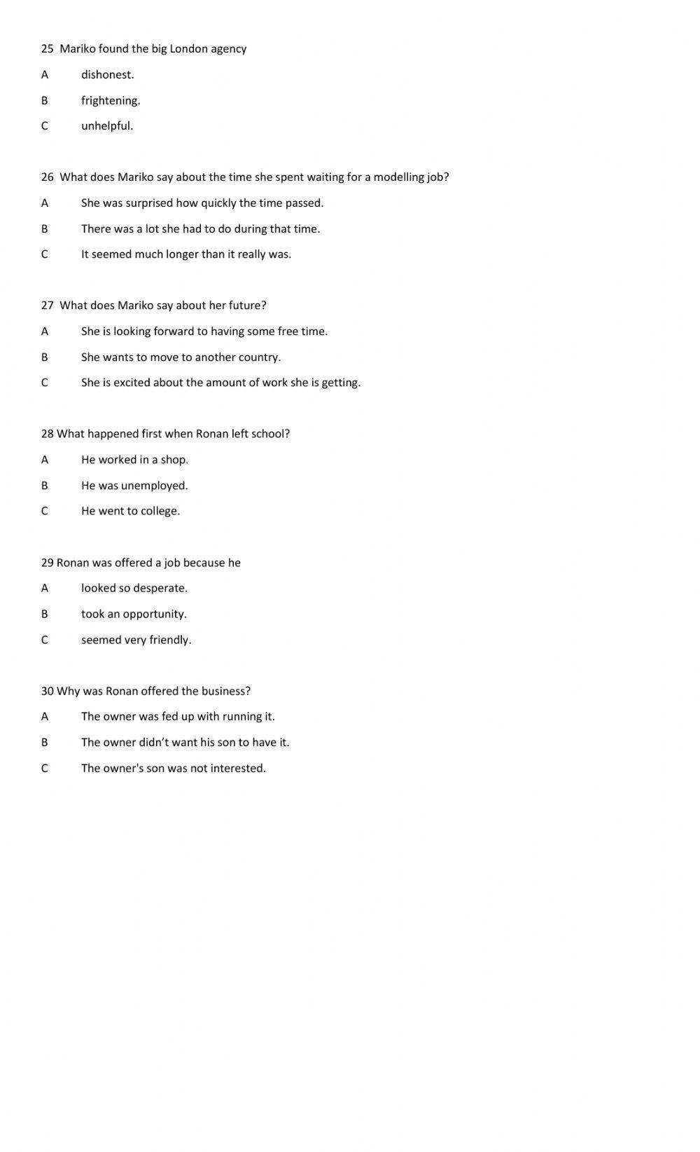 Listening practice test worksheet | Live Worksheets