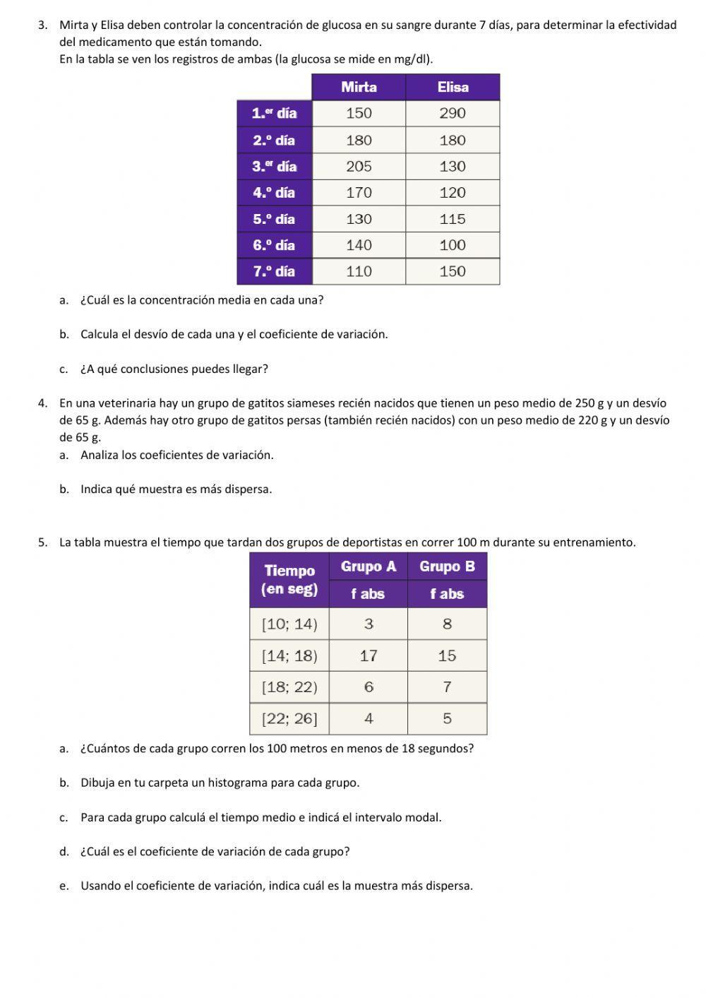 Parámetros de dispersión worksheet | Live Worksheets