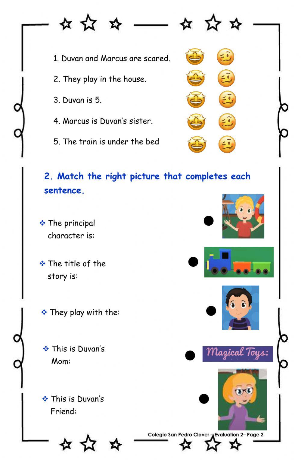 Reading Exam Kinder 2 worksheet | Live Worksheets