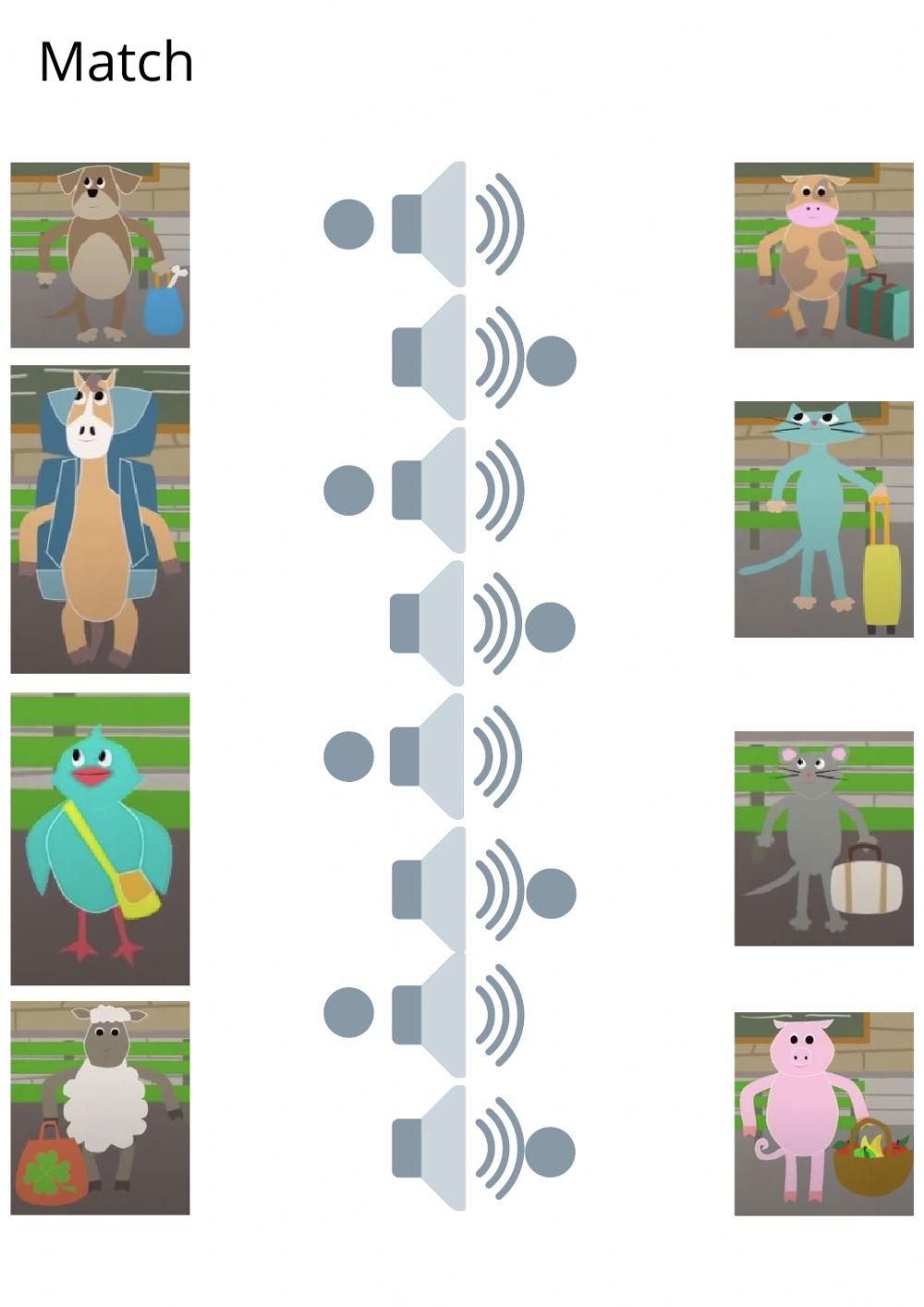 Animal Sounds Train worksheet | Live Worksheets