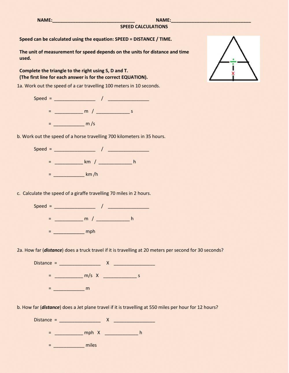 Speed Distance And Time Equations Worksheet A Guide To Mastering Motion