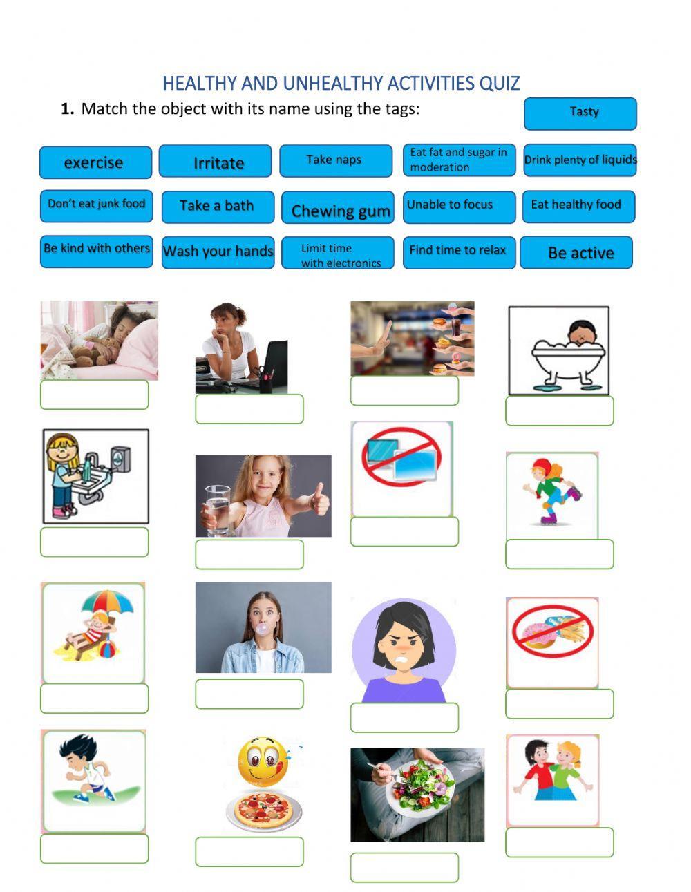 Healthy and unh… | Free Interactive Worksheets | 253684