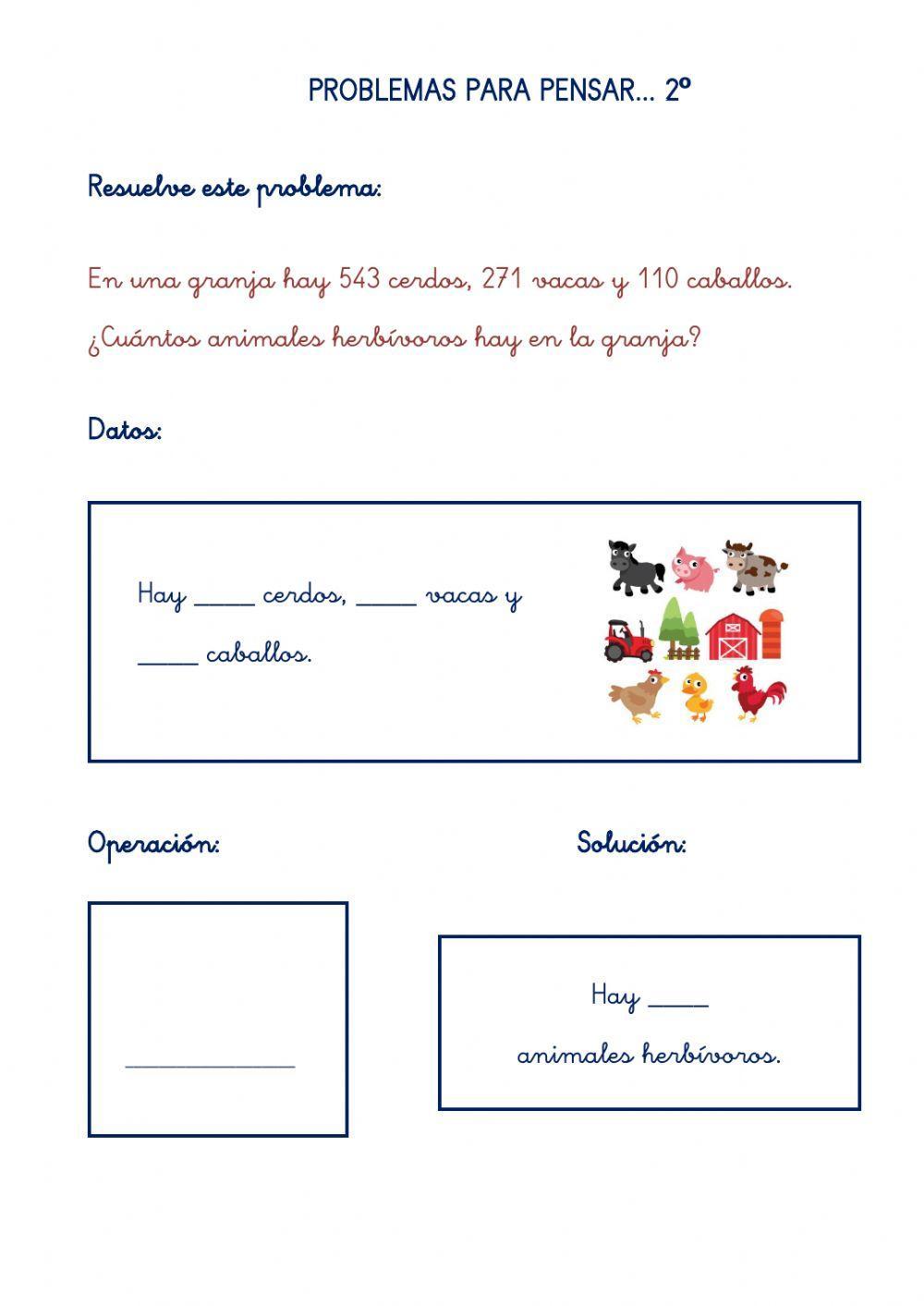 Problemas para pensar...3 worksheet | Live Worksheets