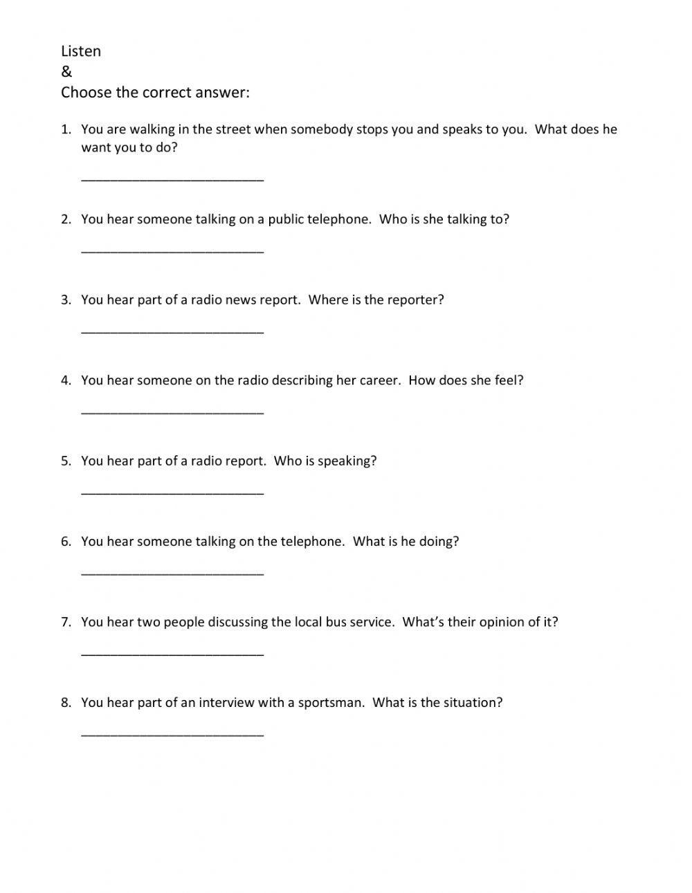 Listening Activity 1 worksheet | Live Worksheets