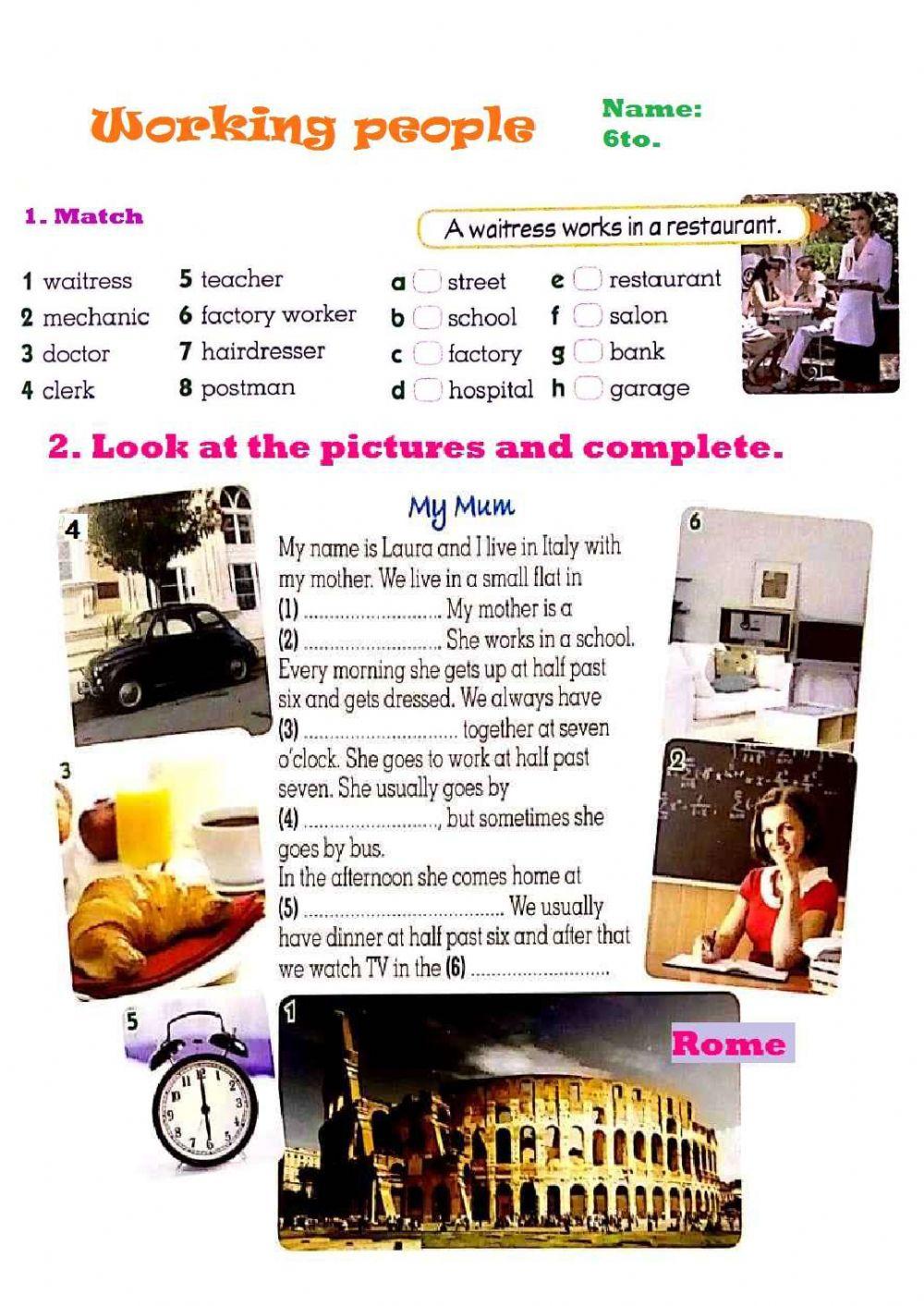 Working people activity | Live Worksheets