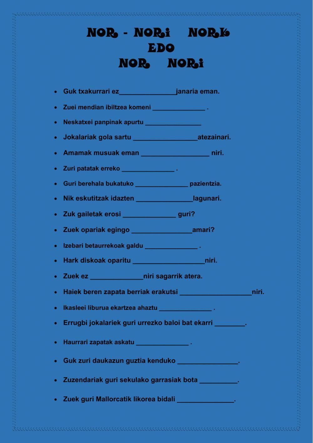 NOR NORI NORK e… | Free Interactive Worksheets | 256227