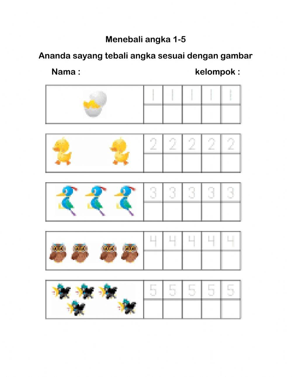 menebali angka online exercise for | Live Worksheets
