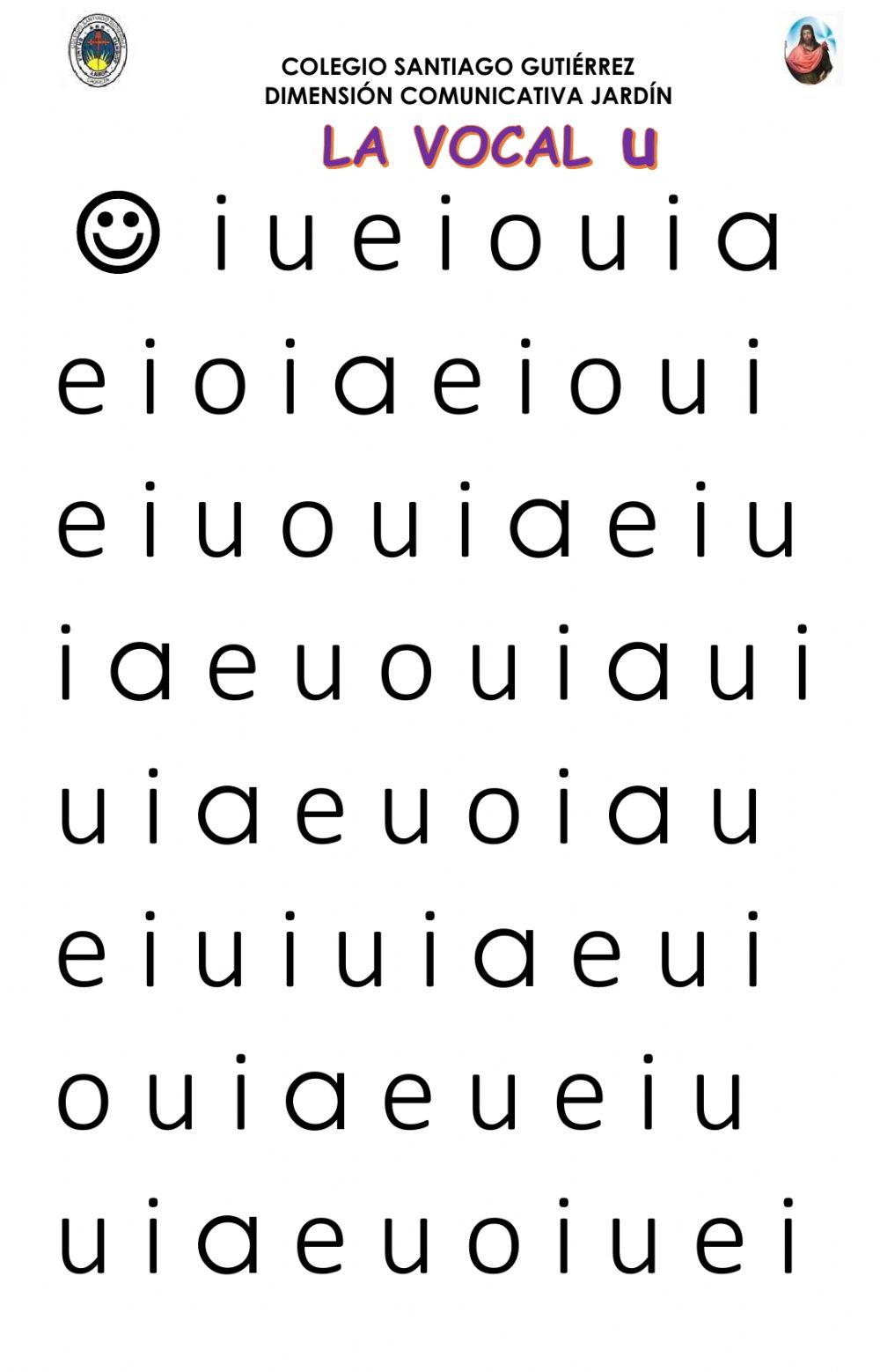 La vocal U online worksheet | Live Worksheets