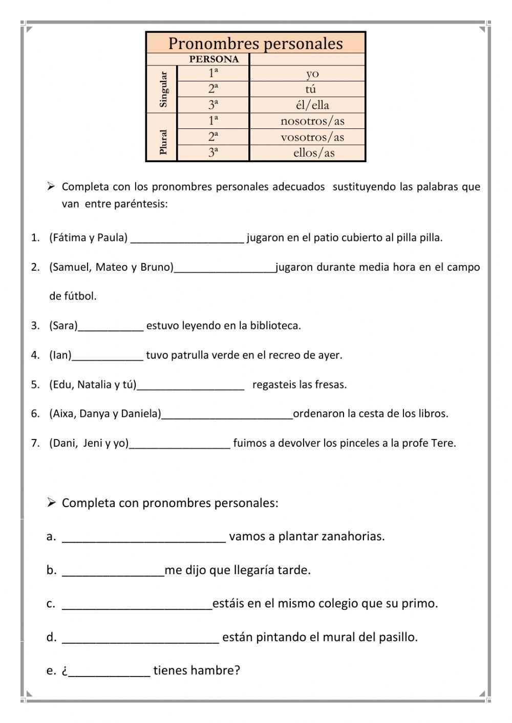 Pronombres pers… | Free Interactive Worksheets | 256739