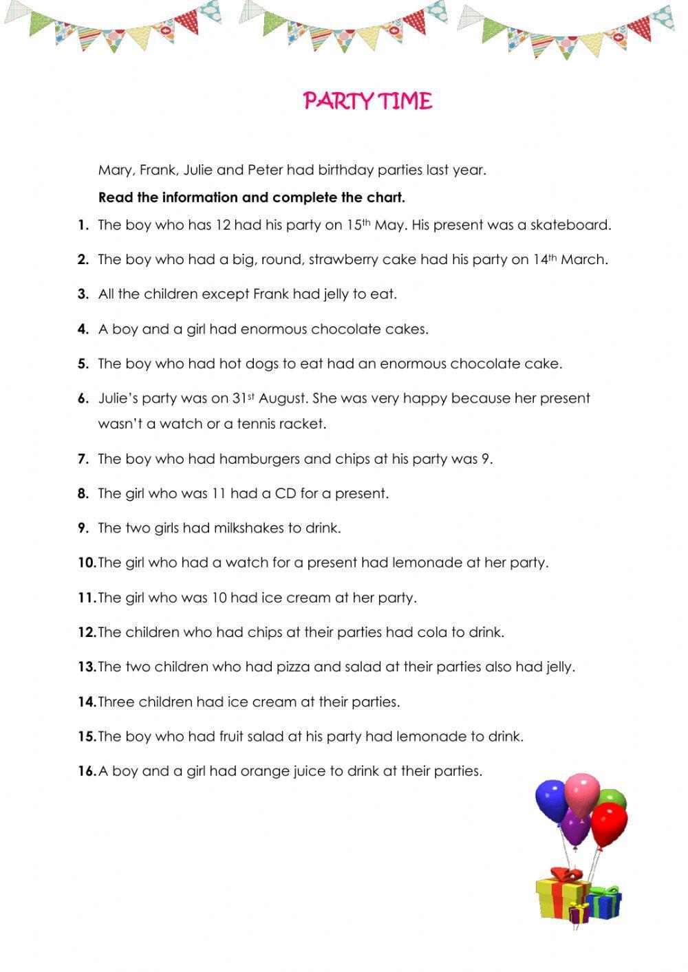 Party time 256764 | Merceditas | Live Worksheets