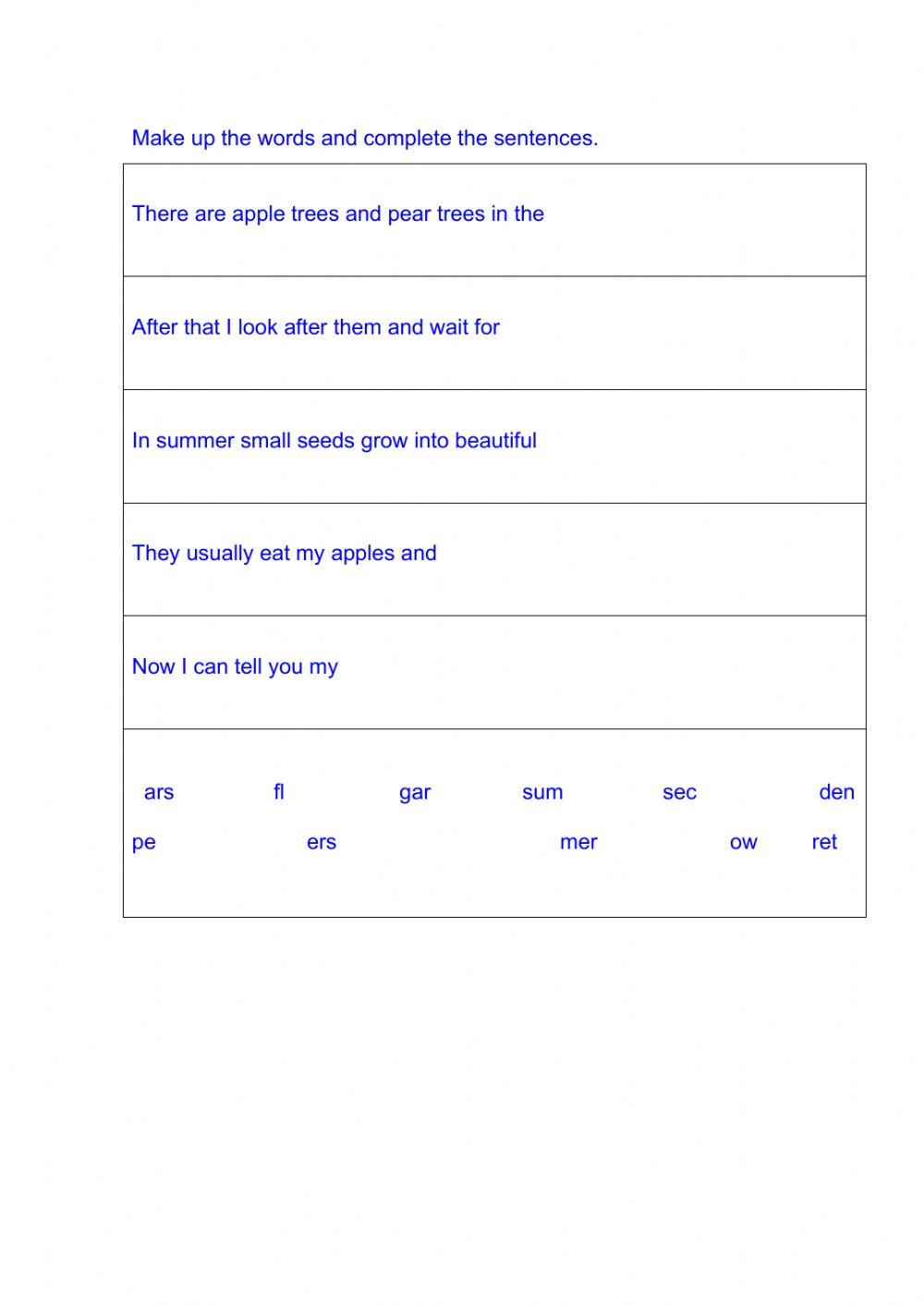 Clumsy Complete the sentences interactive worksheet | Live Worksheets