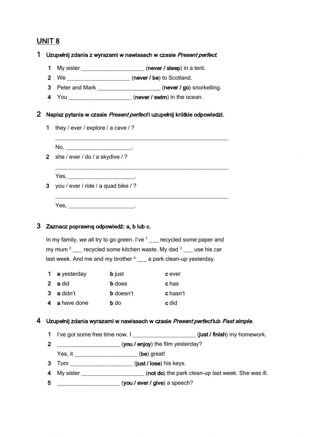 klasa VI unit 8 | Free Interactive Worksheets | 5794332