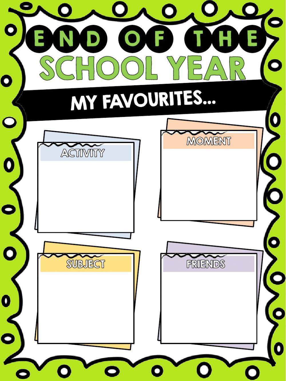 Ed of the school year worksheet | Live Worksheets