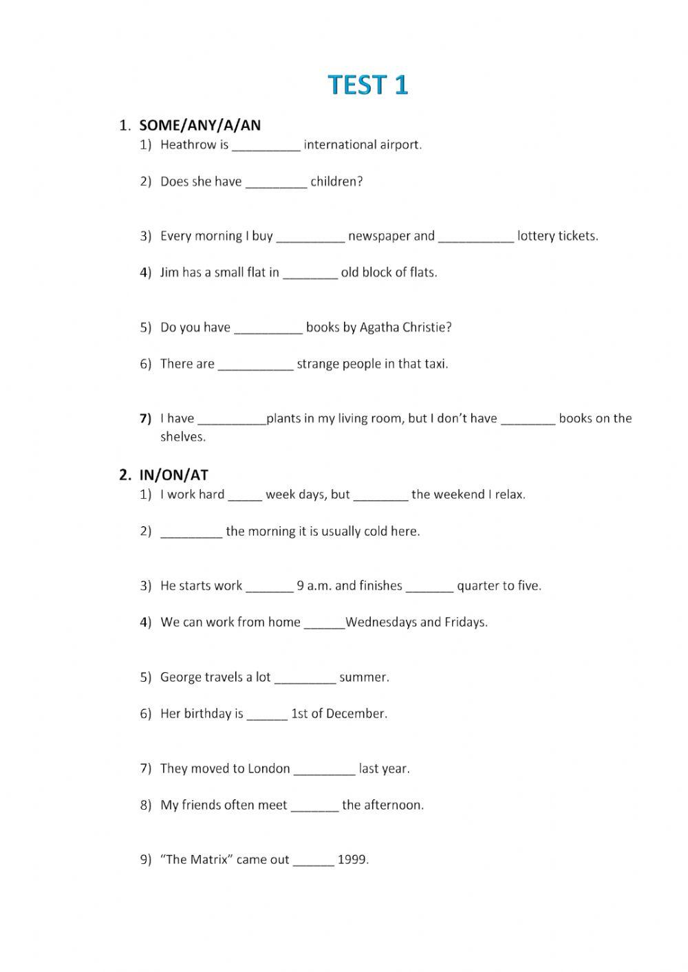 Elementary Test… | Free Interactive Worksheets | 257180