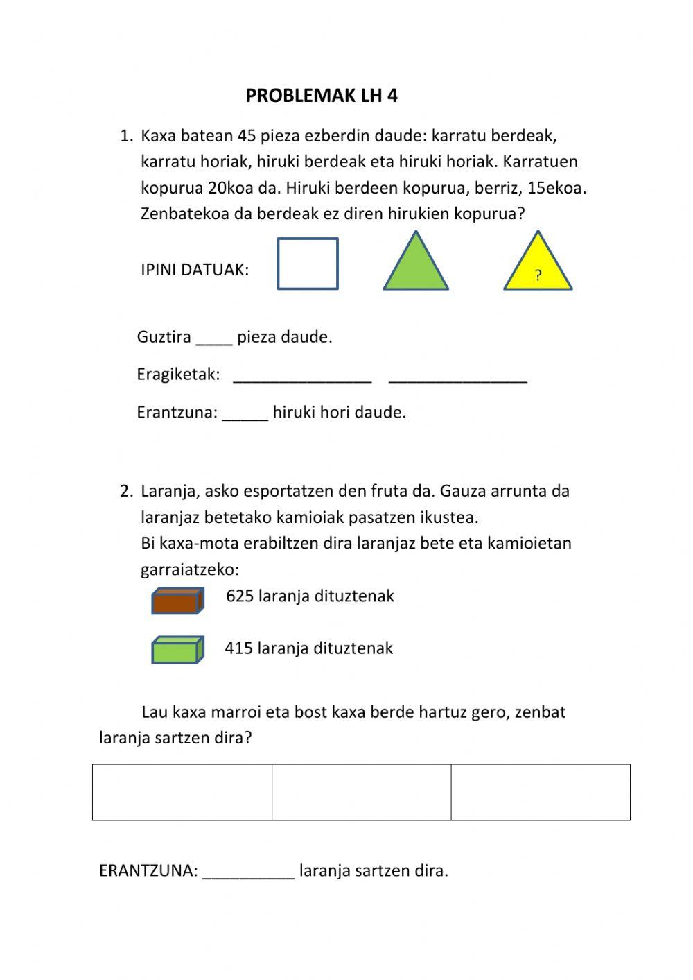 Problemak online pdf exercise | Live Worksheets