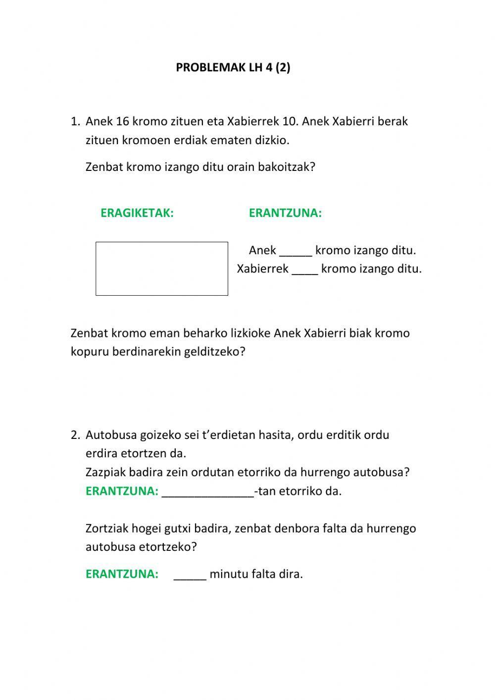 Problemak LH 4 … | Free Interactive Worksheets | 257993