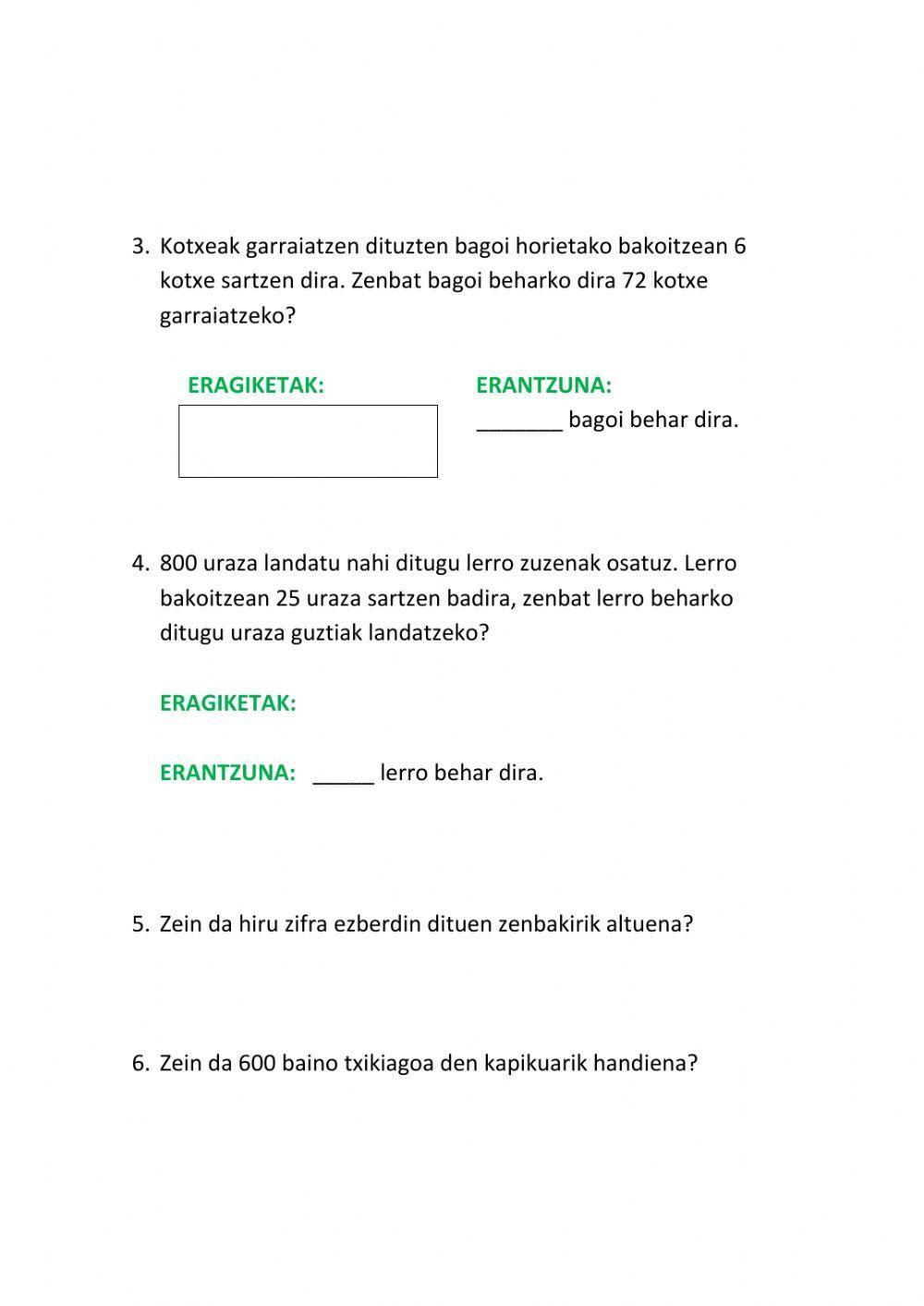 Problemak LH 4 … | Free Interactive Worksheets | 257993