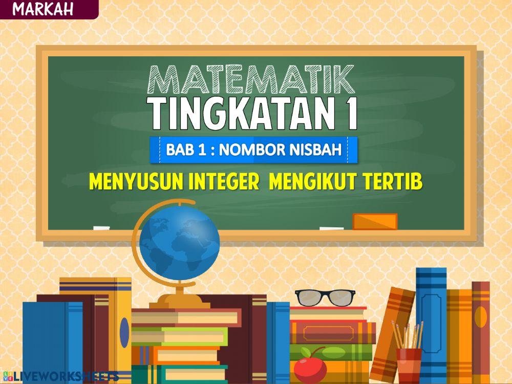 Menyusun integer mengikut tertib (nombor nisbah) worksheet | Live ...