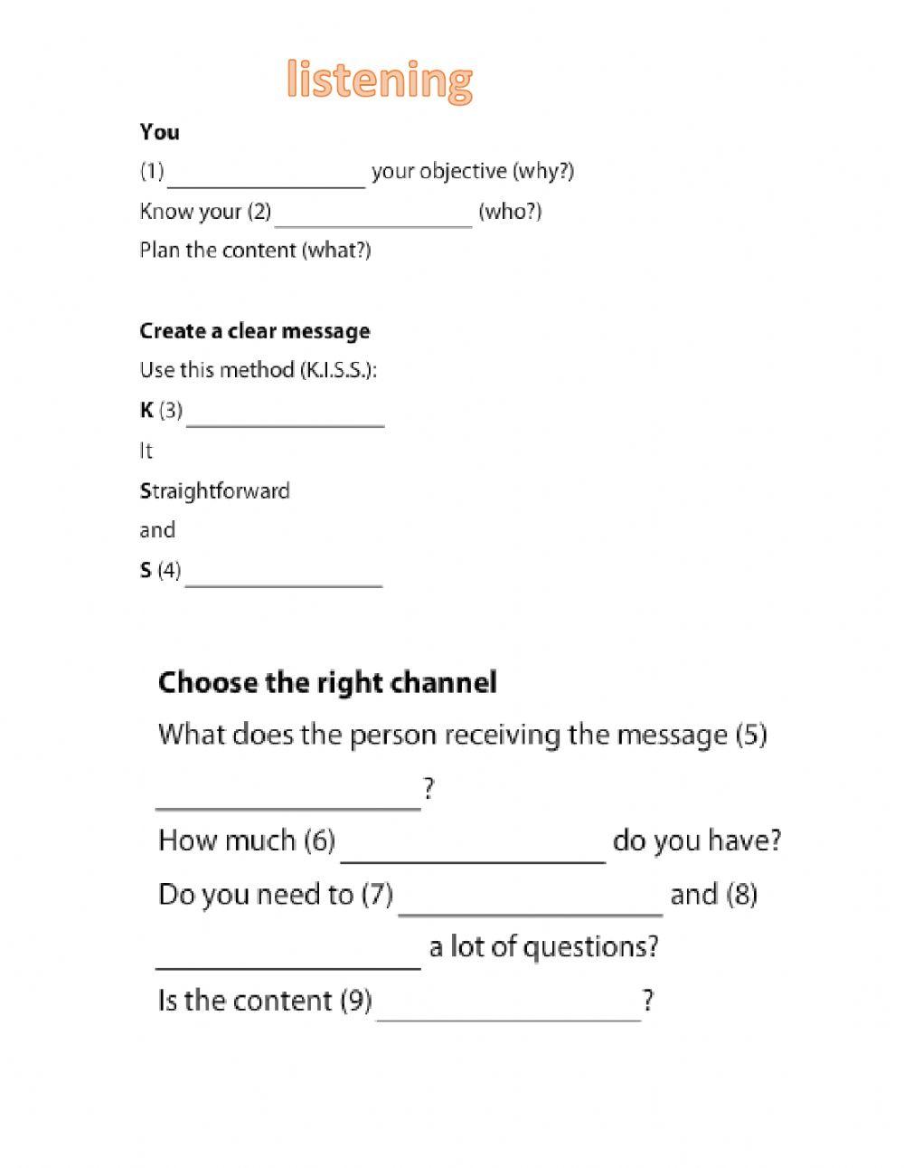 Listening a worksheet | Live Worksheets