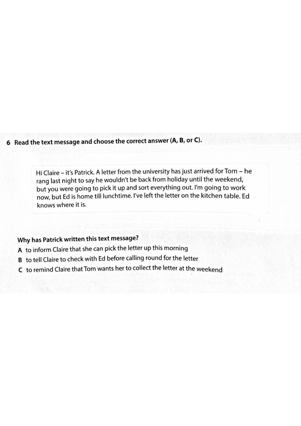 OTE B2 Reading … | Free Interactive Worksheets | 5798247