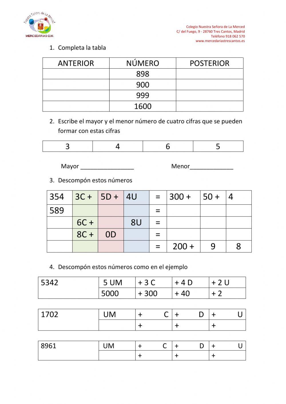 Matematicas | Free Interactive Worksheets | 259033