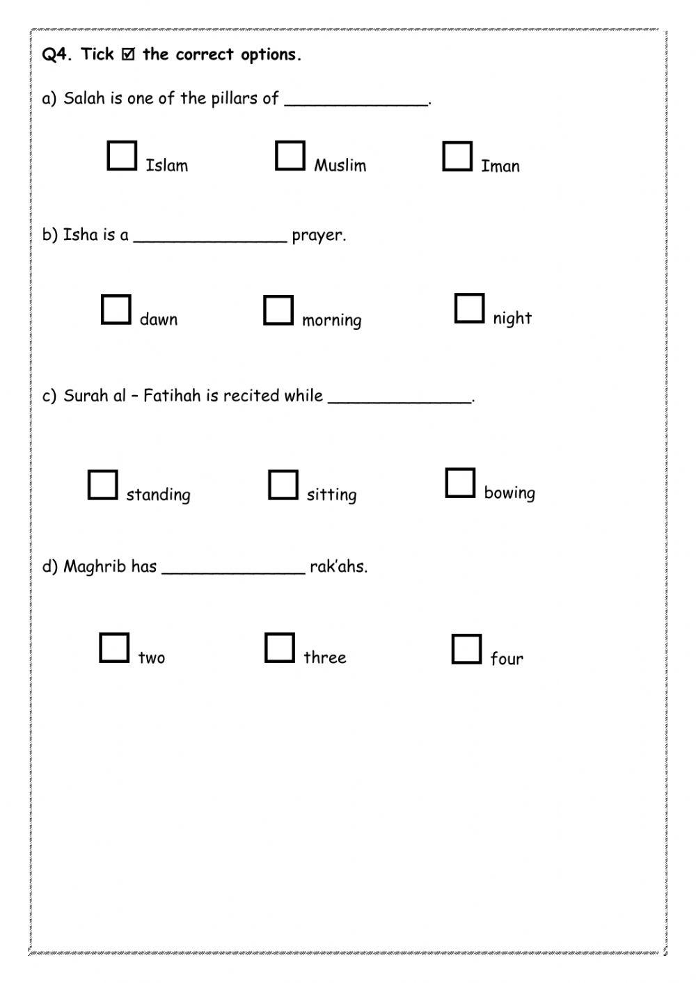 Islamic Studies… | Free Interactive Worksheets | 5798419