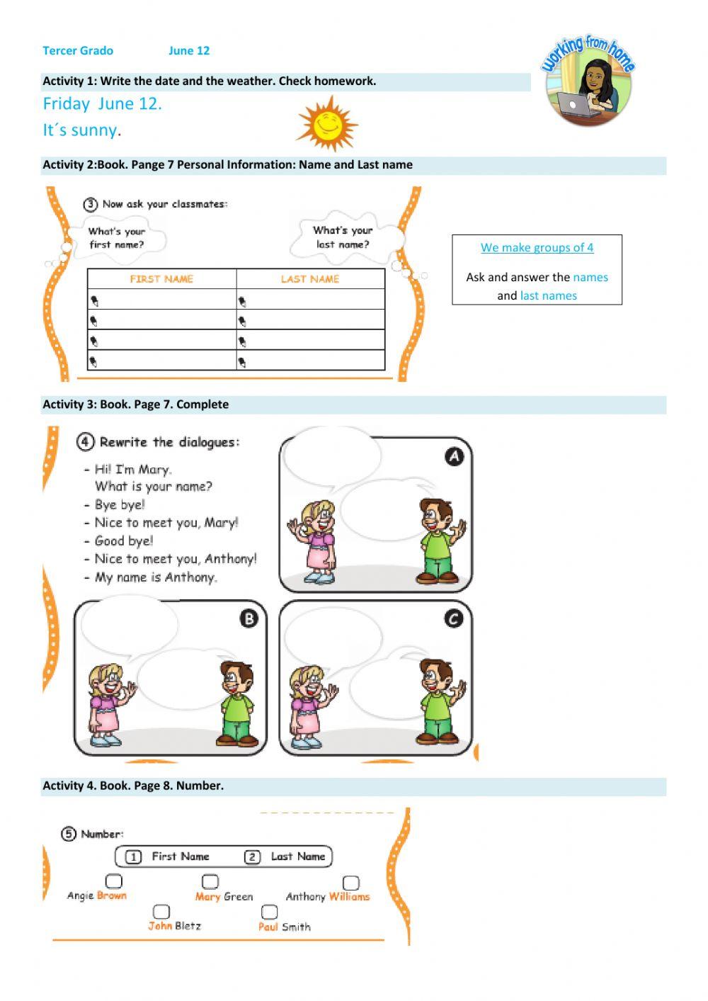 3er grado Junio 12 worksheet | Live Worksheets