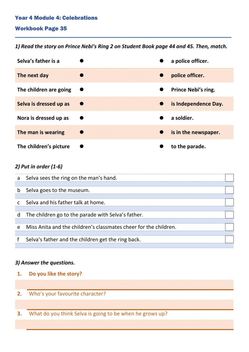 Module 4 Celebration WB 35 worksheet | Live Worksheets