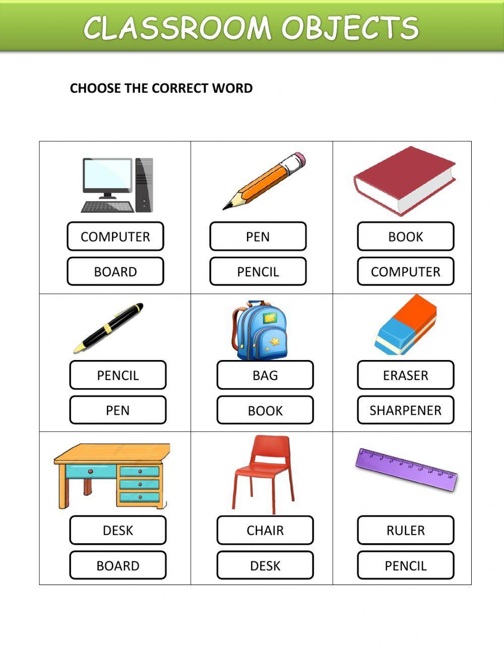 Classroom Objects Worksheets Classroom Objects Worksheets