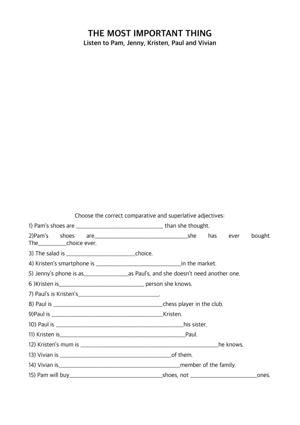 The most important thing interactive worksheet | Live Worksheets