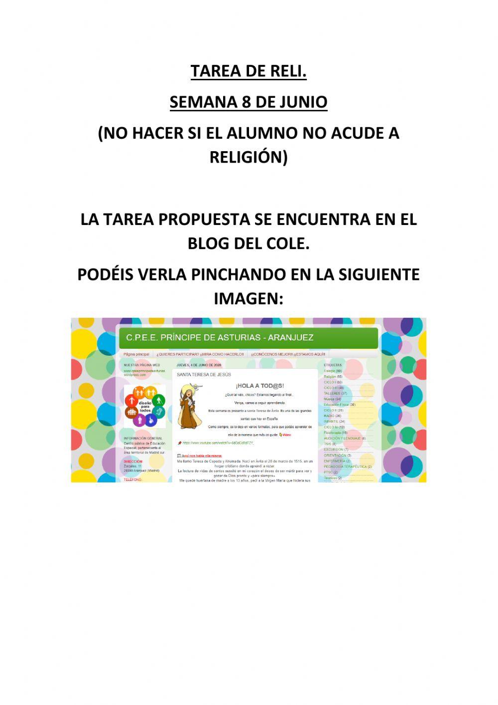 RELI. SEMANA 8 … | Free Interactive Worksheets | 5800517