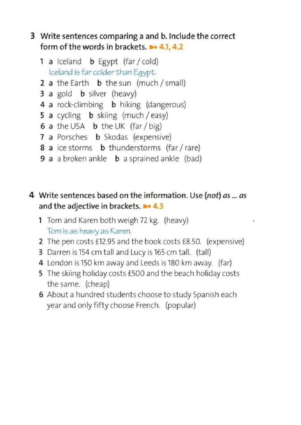 Comparative adjectives online pdf exercise for Pre-intermediate | Live ...