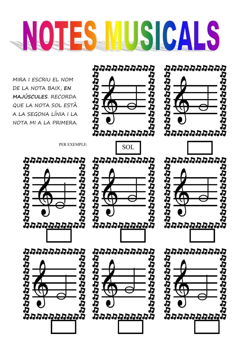 Notes musicals sol-mi worksheet | Live Worksheets