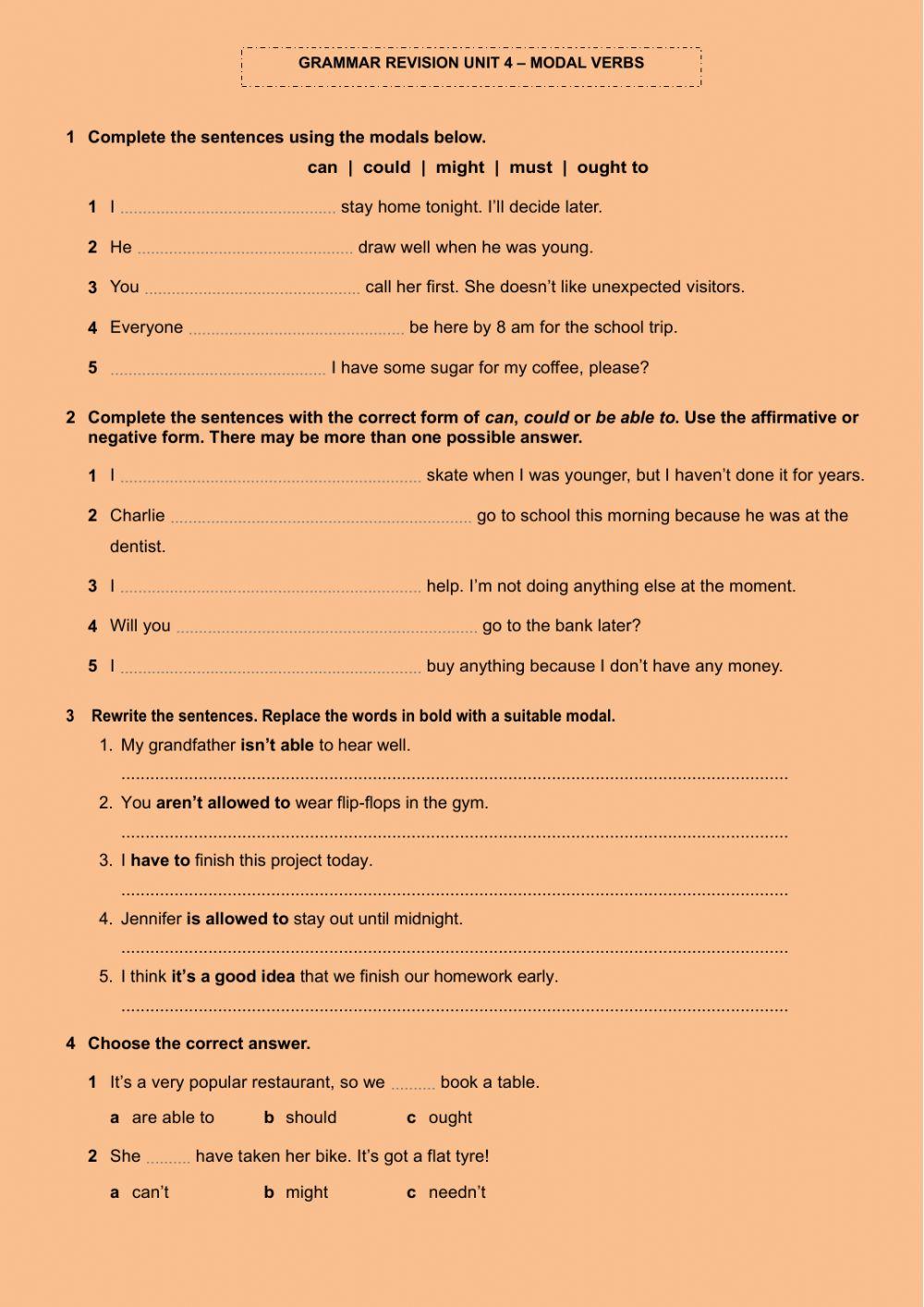 MODALS REVISION | Free Interactive Worksheets | 2231416