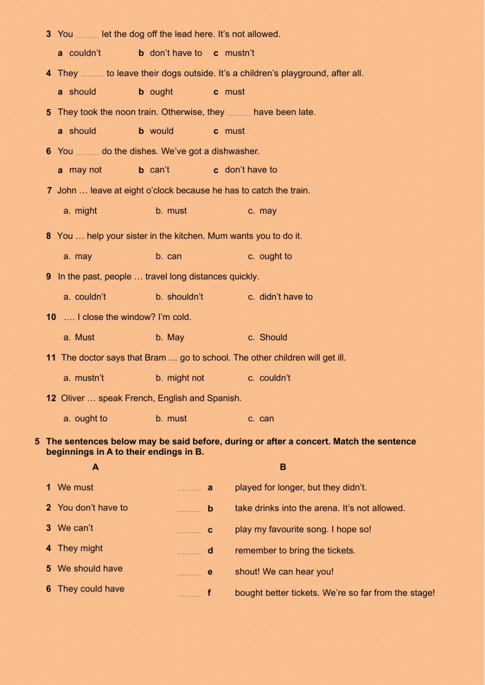 MODALS REVISION | Free Interactive Worksheets | 2231416