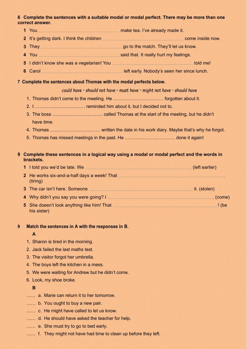 MODALS REVISION | Free Interactive Worksheets | 2231416