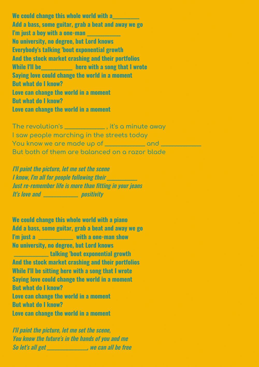 What do I know? By Ed Sheeran worksheet | Live Worksheets