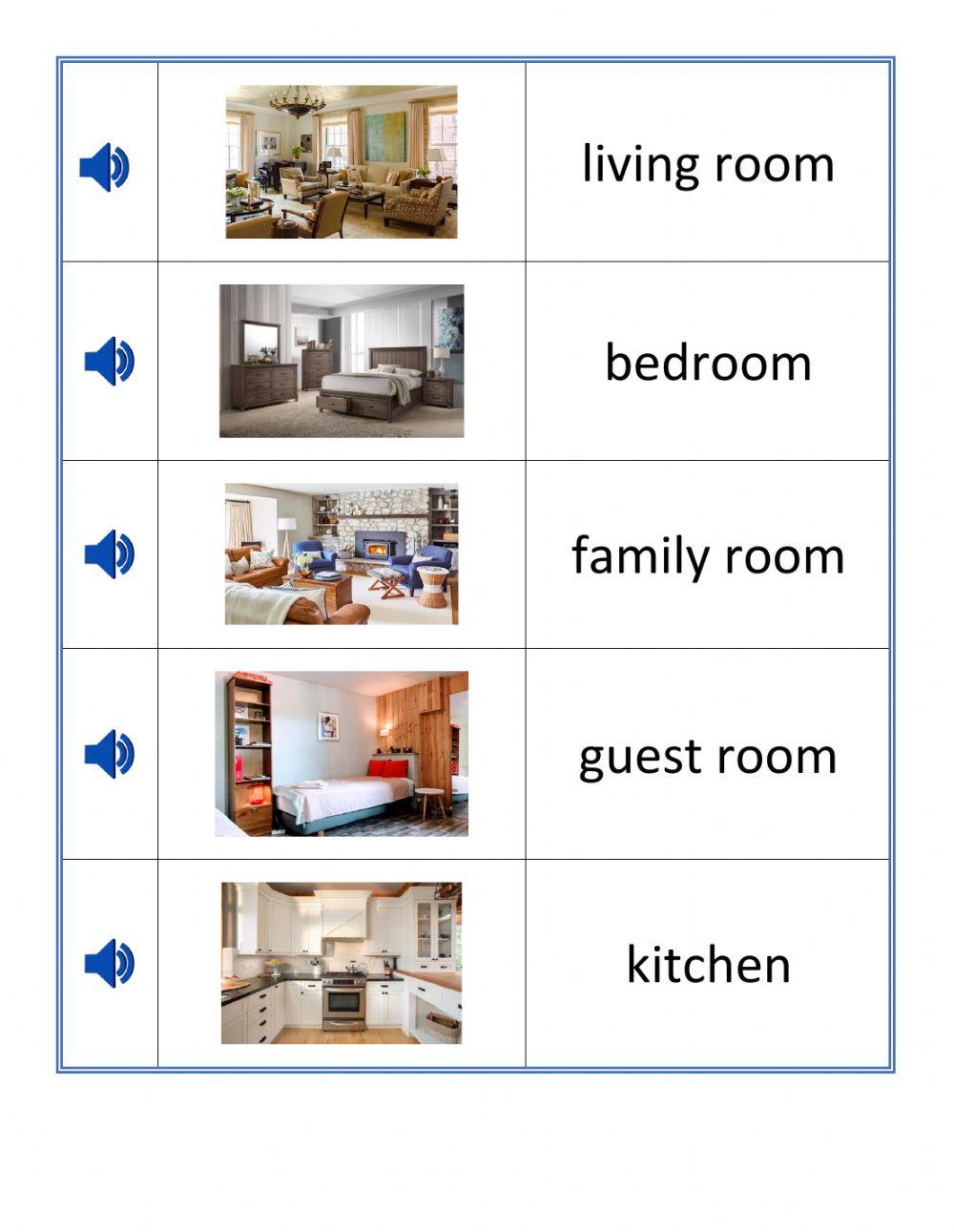 707736 | Rooms in a house | Luyi Wu | LiveWorksheets