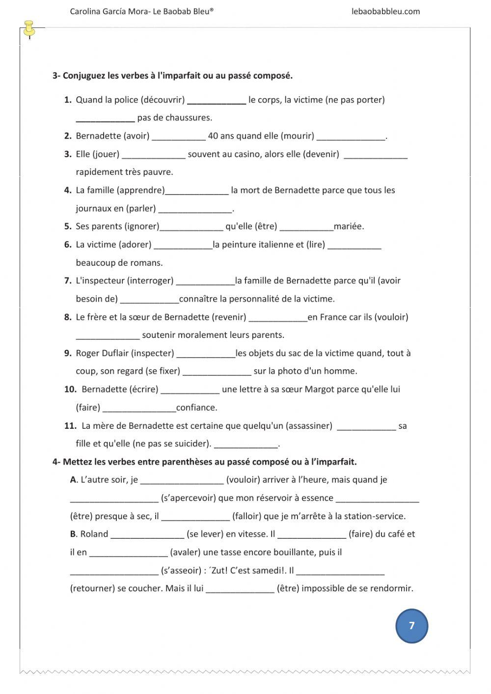 Lalternance Entre Limparfait Et Le PassÉ ComposÉ Online Exercise For