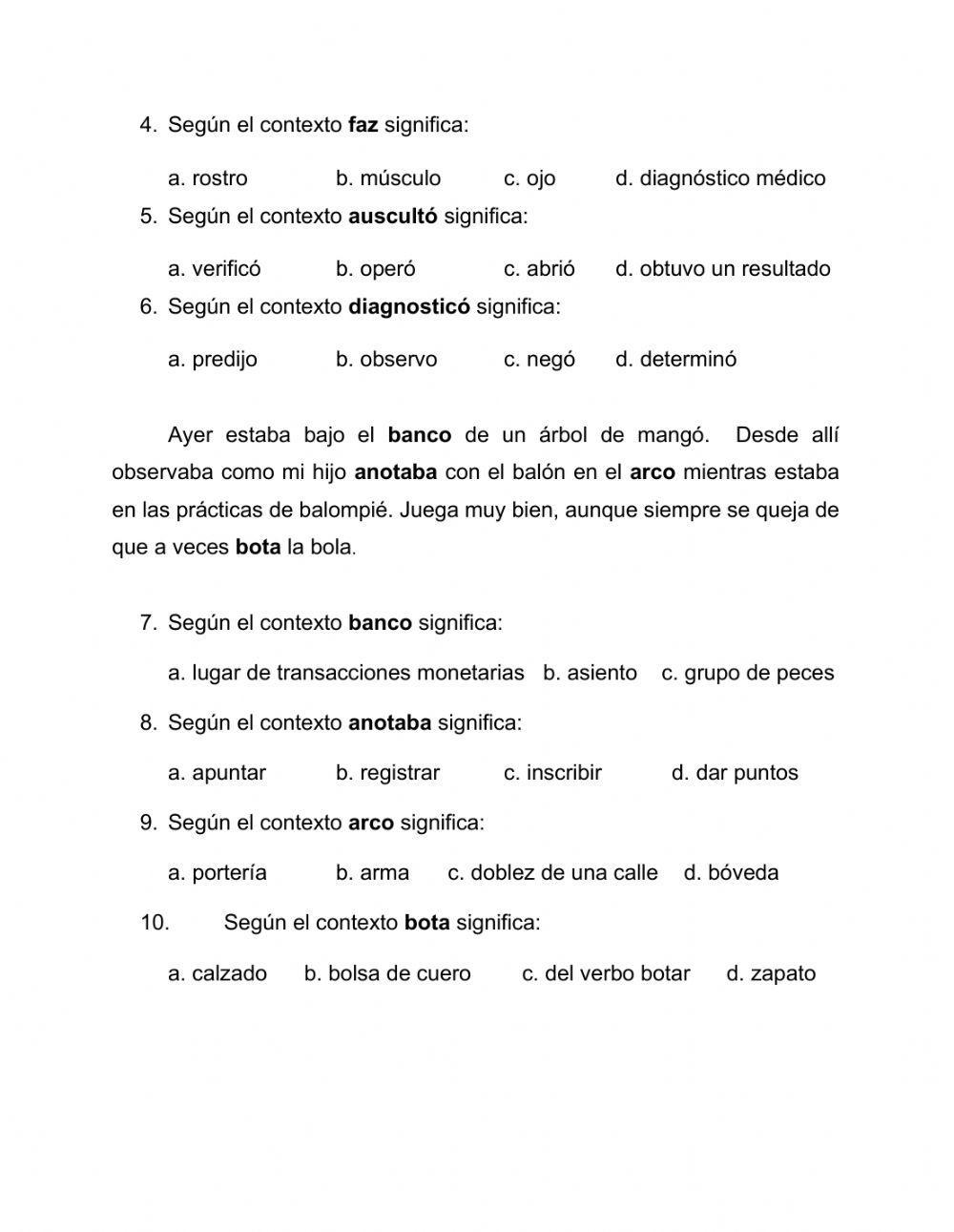 Significado en contexto | LiveWorksheets | 5808211