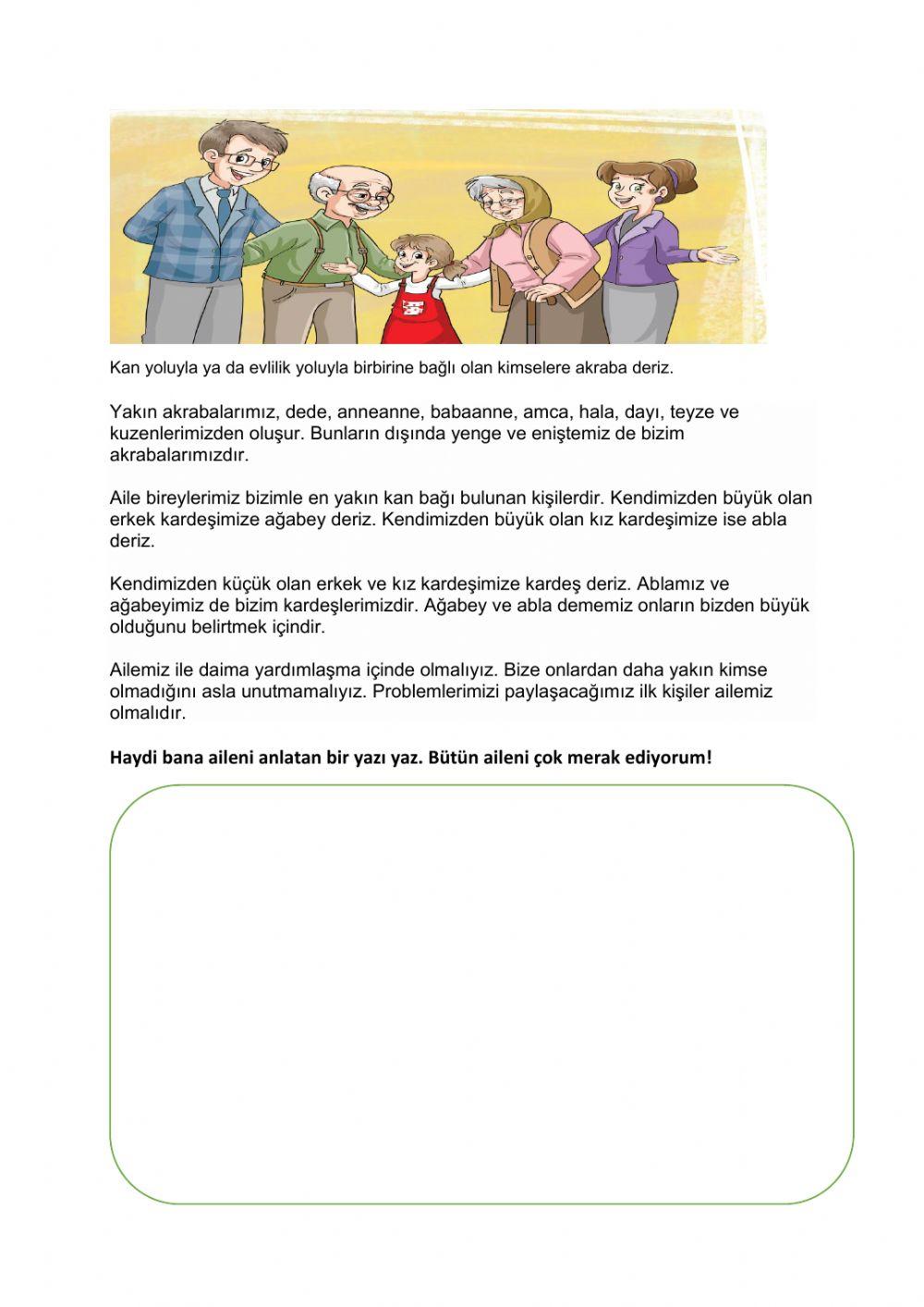Ben ve Ailem worksheet | Live Worksheets