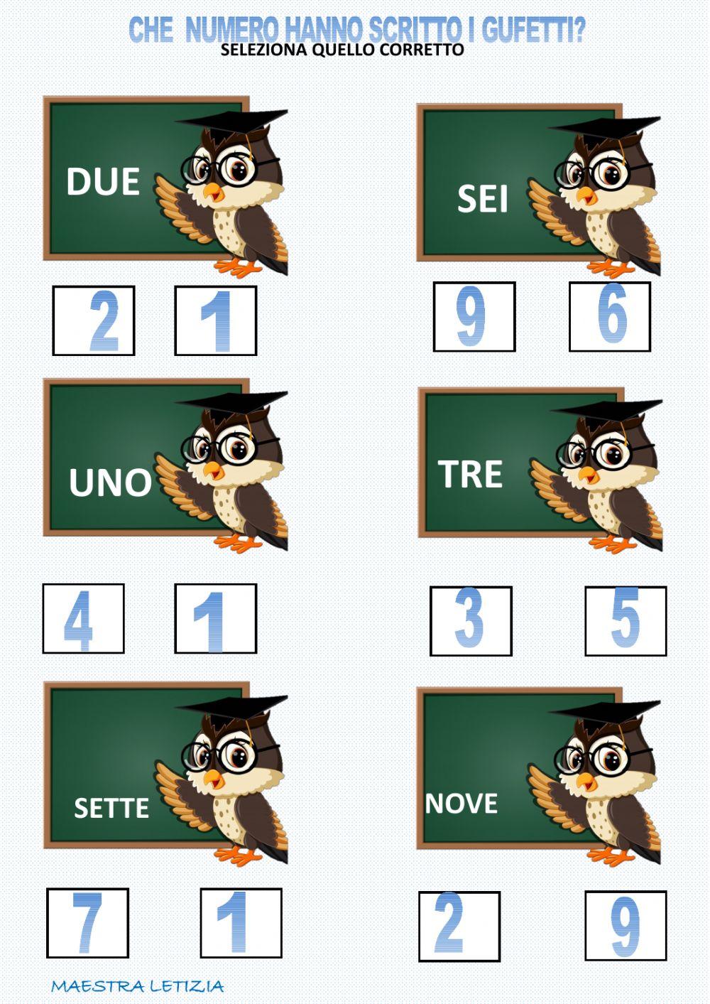GUFETTI E NUMERI worksheet | Live Worksheets