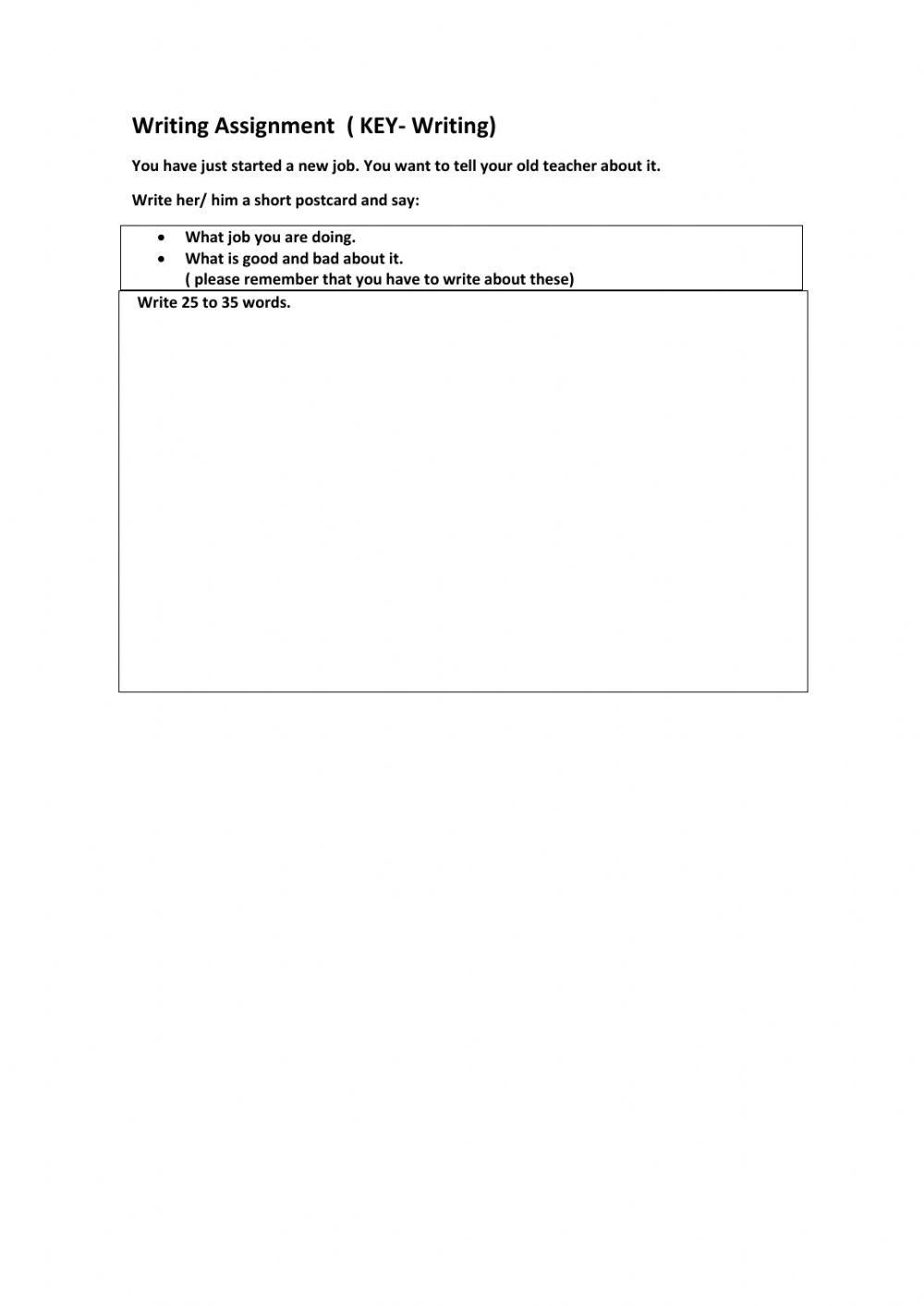 Writing Part 7 KEY exam 263948 | Maritza Fuentes de